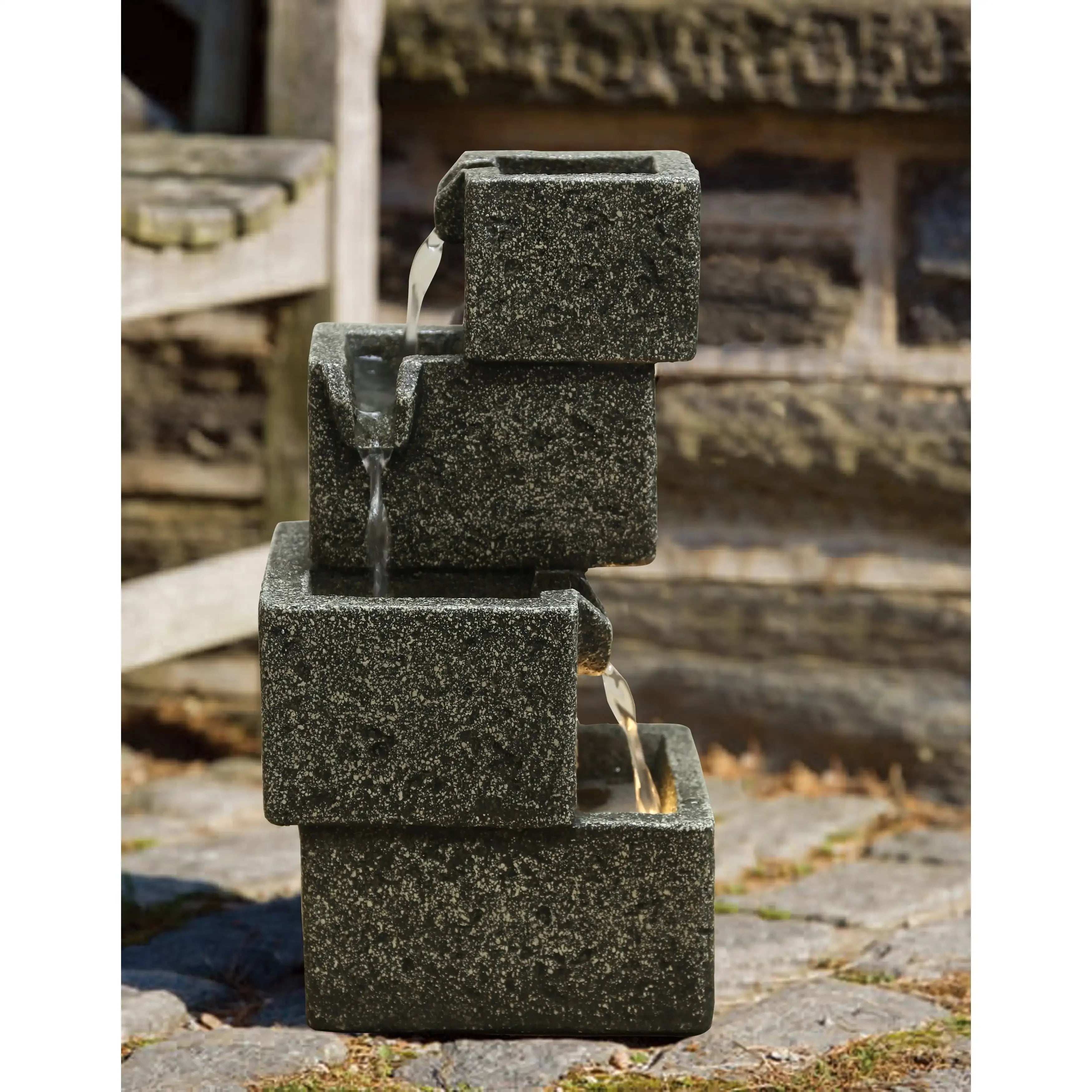 Concrete Crates Fountain With Warm White Led Lights – shopusatex.com