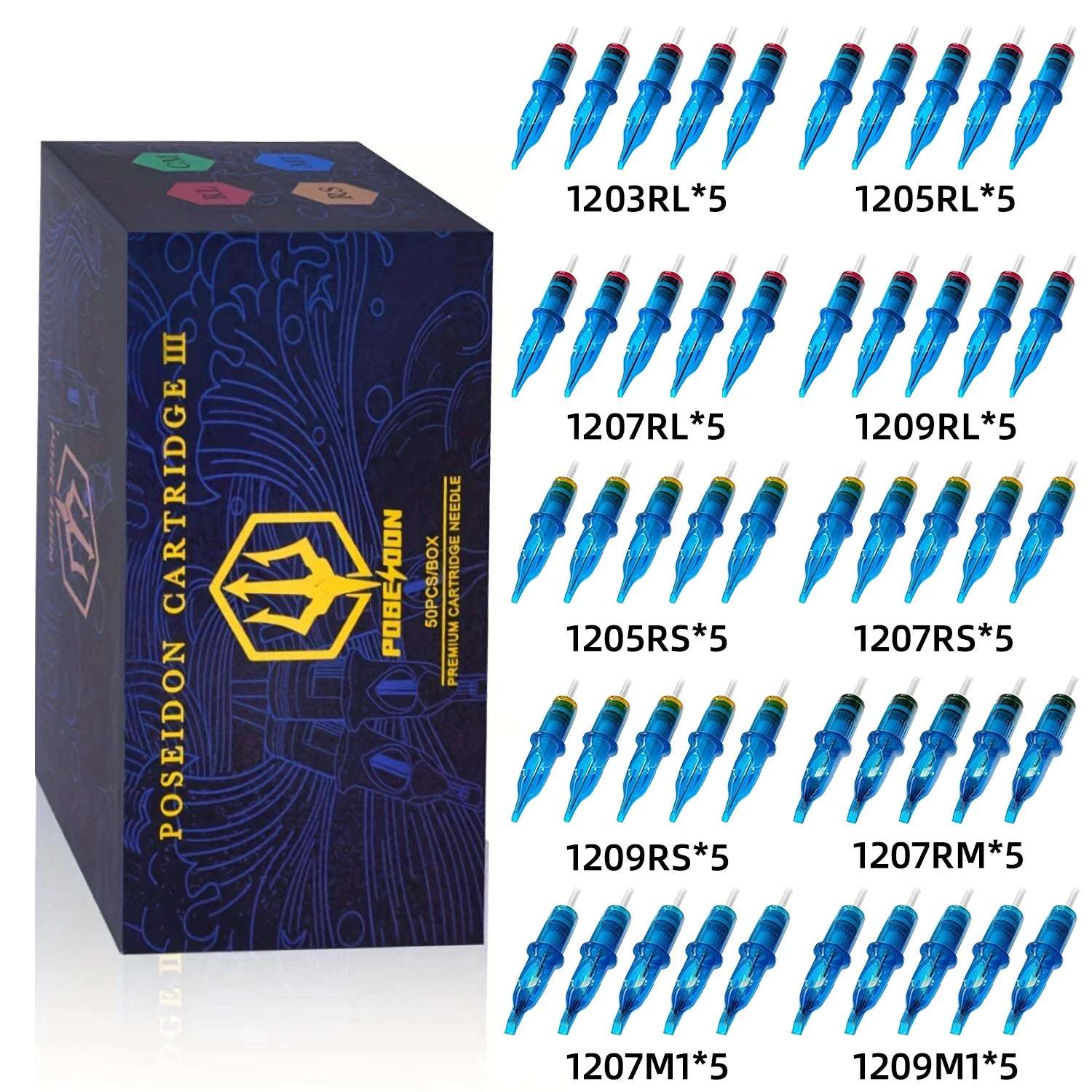 Poseidon V3 50Pcs Mixed Tattoo Needles Disposable Tattoo Cartridges ...